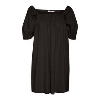 Gestuz Schwarzes Leinenkleid mit Volant - - Dresses - Damen - Schwarzk - L