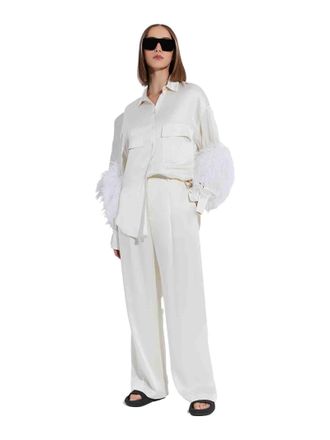 Sally Lapointe Womens Cream Shirt Acetate