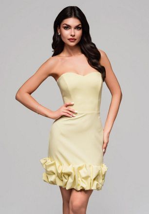 Ombre Abendkleid Kurzes Kleid mit R&uuml;schen und Bl&uuml;tendetai