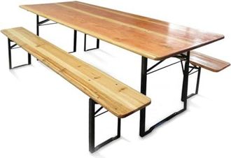 Dmora Set Tisch und B&auml;nke verschlie&szlig;bar f&uuml;r Brauereien, Farbe: Braun, der Tisch misst 220 x 76 x 80 cm, die Bank misst 220 x 46 x 24 cm