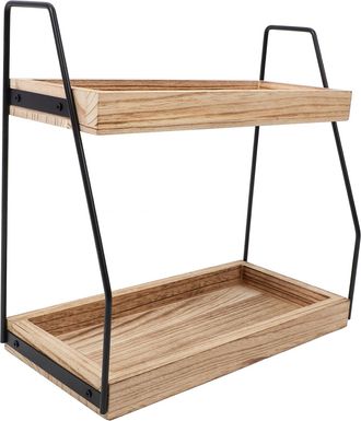 Angoily Holzregal K&uuml;chen Organizer mit Doppelter Ablage Robustes Vielseitiges Aufbewahrungsregal f&uuml;r Kaffee Bar Badezimmer Toilettenartikel und Gew&uuml;rze Modern