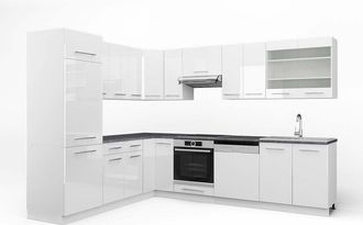 Vicco Eckküche Fame-Line, Weiß Hochglanz/Weiß, 227 x 287 cm, AP Anthrazit