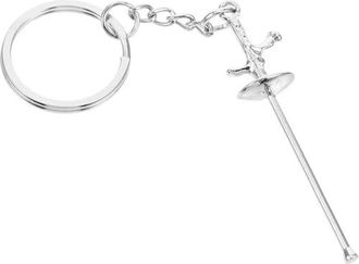 Holibanna Porte-Cl&eacute;s dEscrime en M&eacute;tal Argent&eacute; Pendentif D&eacute;coratif Petit Motif Fleuret Accessoire Cr&eacute;atif pour Paquet et Trousse Pr&eacute;sent Original pour Couple et