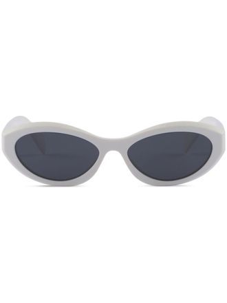 Prada Sonnenbrille mit ovalem Gestell - Weiß