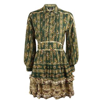 Dsquared2 Gebl&uuml;mtes gr&uuml;nes und cremefarbenes Kleid - - Dresses - Damen - Gr&uuml;n - XS