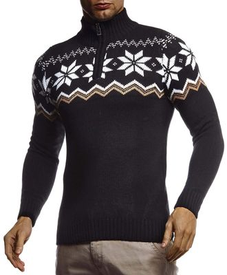 LEIF NELSON Herren Strickpullover Pullover Norwegerpullover Winterpullover Norweger Muster Grobstrickpullover M&auml;nner Pulli f&uuml;r Weihnachten Winter SIM Fit LN20758 