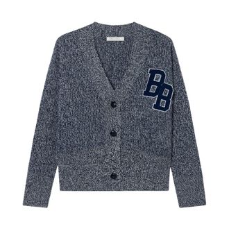 Brooks Brothers Cardigan en maille anglaise avec logo - Femme - Pulls - Bleu - Taille: 42 FR