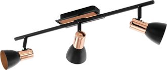 Eglo LED Deckenleuchte Barnham, 3 flammige Deckenlampe, Deckenstrahler aus Metall, Wohnzimmerlampe in Schwarz und Kupfer, Flurlampe, Spots inkl. GU10 Leuch