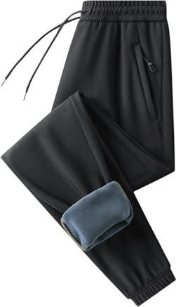 Generic Pantalon l&eacute;ger pour homme pour le printemps et lext&eacute;rieur, cordon de serrage, coupe droite, confortable, Noir, 3XL