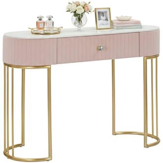 Dmora Dmora - Konsolentisch Molave, Tisch, Eingangskonsole, Regal, 100x40 h75 cm, Rosa und Wei&szlig;