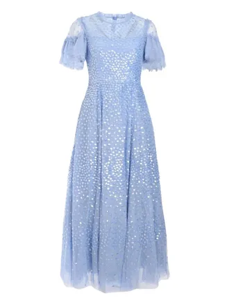 Needle & Thread robe longue Scatter Dot - Bleu