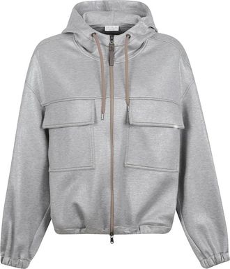 Brunello Cucinelli Femme, Vestes, Gris, Taille: 38 FR Bomber Jacket