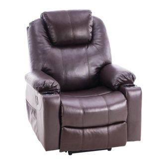 MCombo M Mcombo elektrisch Aufstehhilfe Fernsehsessel Relaxsessel 7040 Massage Heizung elektrisch verstellbar USB-Anschluss (Braun -Kunstleder)