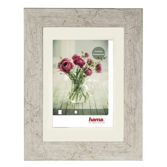 Hama Kunststoff-Bilderrahmen Chalet (Rahmen 10 cm x 15 cm, für Fotos der Größe 7 cm x 10 cm, Polystyrol (PS), Spiegelglas, mit Haken und Fuß, Taupe