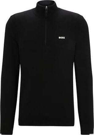 BOSS Hommes Ever-X QZ Pull en Coton mélangé à Encolure zippée et Logo imprimé