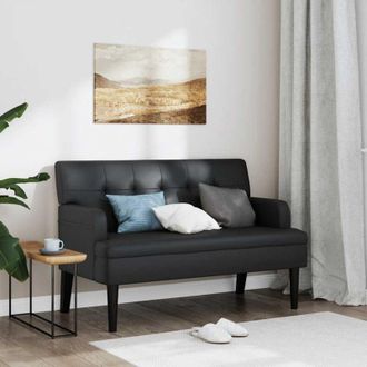 vidaXL Vidaxl - Banc avec dossier noir 112x65,5x75 cm - Similicuir r&eacute;sistant aux taches - Assise rembourr&eacute;e pour confort - Charge maximale 110 kg