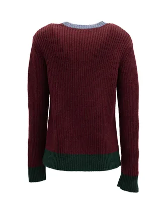 Valentino Garavani Ribbed-Knit Colorblock Sweater - Burgundy