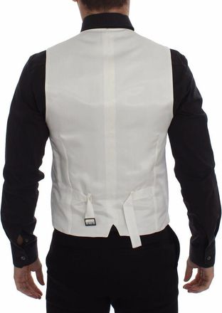 Dolce & Gabbana Mens White Cotton Silk Blend Dress Vest Blazer