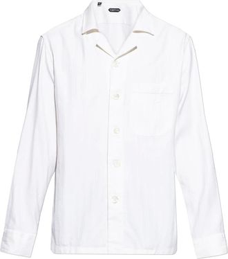 Tom Ford Homme, Chemises, Blanc, Taille: XL Herringbone Stripe Pajama Overshirt