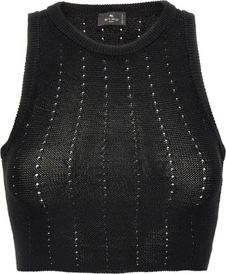 Etro Femme, Tops, Noir, Taille: 40 FR Haut Court en Tricot avec D&eacute;tails Perfor&eacute;s