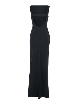 Solace London Womens Black Long Dress With Square Neckline Polyester