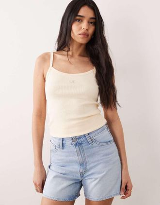Calvin Klein Jeans D&eacute;bardeur d&eacute;chir&eacute; &agrave; bretelles - Jaune cr&egrave;me
