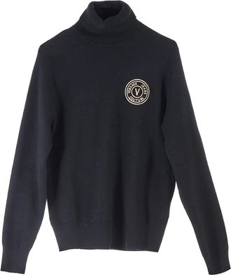 Versace Jeans Couture Homme, Pulls, Noir, Taille: S Maglia Collo Alto V Emblem