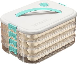 Generic Ravioli-Behälter, Gefrier-Behälter für Kekse - Aufbewahrungsbox für Kühlschrank, Fleisch, Kekse, großer 4-lagiger Keksständer mit Deckel