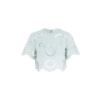 Zimmermann Femme, Blouses et Chemises, Bleu, Taille: 36 FR Awaken Embroidered Top