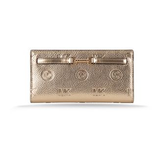 Michael Kors Geldb&ouml;rse aus genarbtem Leder mit graviertem Logo - - Accessories - Damen - Gelb - ONE SIZE