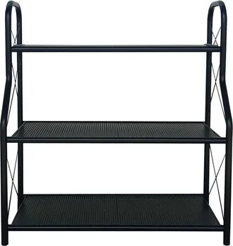 Quick Star Stabiles Metall-Blumenregal Allzweck-Standregal 68&times;30&times;77 cm, 3 Ebenen, matt schwarz, Industriedesign Pflanzenst&auml;nder Blumentreppe Outdoor