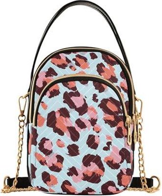 Mnsruu Sac à bandoulière pour femme - Imprimé léopard rose - Sac à dos à bandoulière avec sangle réglable