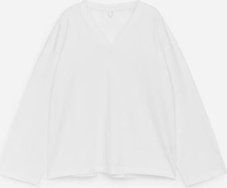 Arket Lockeres T-Shirt Mit V-Ausschnitt -Wei&szlig;