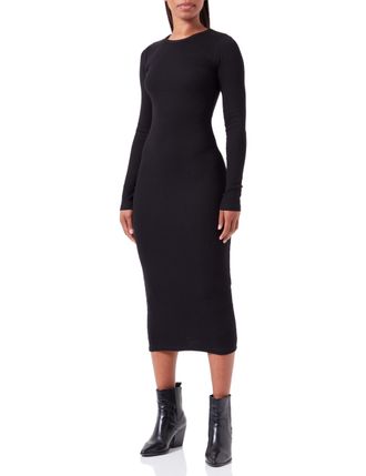 Jack & Jones Damen JXFOREST STR LS Rib Dress JRS SN langes Kleid, Black, XS