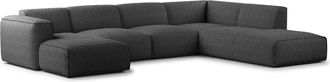 Studio Copenhagen home24 Wohnlandschaft Grau Teddy-Boucl&eacute; Stoff Bony 325 x 71 x 235cm Longchair davorstehend links / Ottomane rechts Modern