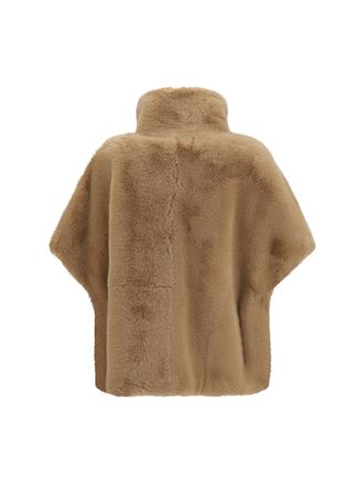 Pinko Womens Faux Fur Jacket Warm Taupe Beige Polyester Coat