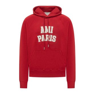 Ami Baumwoll-Hoodie mit Filzstickerei - - Sweatshirts & Hoodies - Herren - Rot - XL