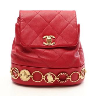 Chanel Sac &agrave; dos vintage doccasion - Femme - Pre-owned - Rouge - Taille: ONE Size