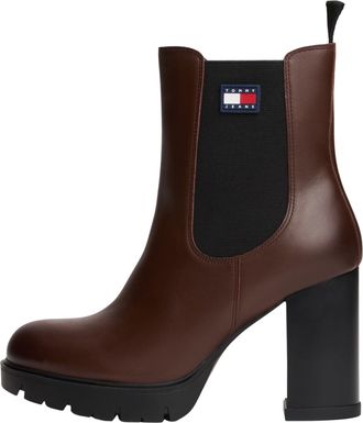 Tommy Jeans Damen Tjw Leather Heel Boot En0En02831 Stiefeletten, Brown (Dark Mocha), 37 EU