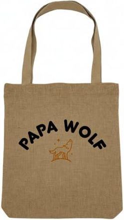 Fabulous Sac Shopping Tote Bag Aspect Lin - Papa Wolf Family Animals Daddy - Sac de Courses Toile Epaisse 360g Beige Naturel Cabas Port&eacute; Epaule Solide Imprim&eacute; 