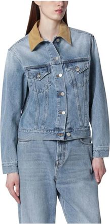 R&oacute;he Femme, Vestes, Bleu, Taille: 38 FR Veste en jean ajust&eacute;e &agrave; col en daim