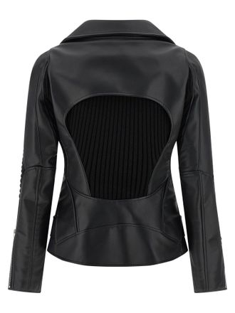 Junya Watanabe Womens Black Artificial Leather Biker Jacket Clothing