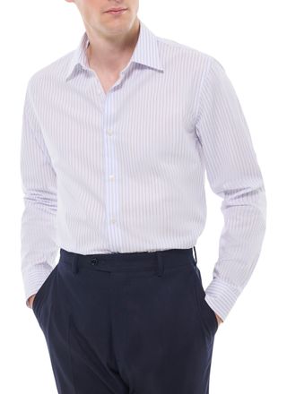 Fursac Chemise &agrave; rayures en popeline de coton - Taille 37 - Homme