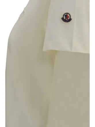 Moncler Womens T-Shirt Cotton Tone-On-Tone Logo White T-Shirts & Jerseys