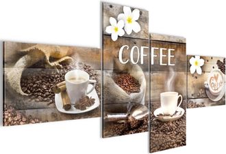 Runa Art Wandbilder Set XXL Kaffee KücheEsszimmer Küchenbilder Beige Braun 4 Teilig - Made in Germany - 027145b