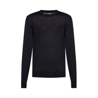Dolce & Gabbana Mitternachtsblauer bestickter Pullover - - Knitwear - Herren - Blau - L