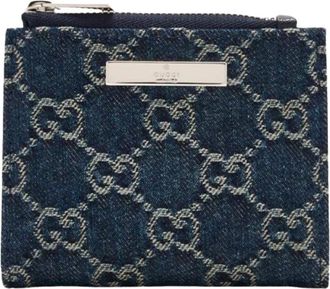 Gucci Kleine Geldb&ouml;rse mit Plakette - - Accessories - Damen - Blau - ONE SIZE