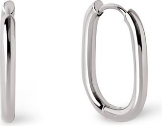 Singularu Bossa Creolen. Edelstahl mit silberfarbener Beschichtung. Schmuck für Damen