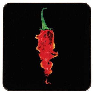 Premier Housewares Korkuntersetzer Flaming Chilli, 10 x 10 cm, 4 Stück, Cork, schwarz, 10x10x1