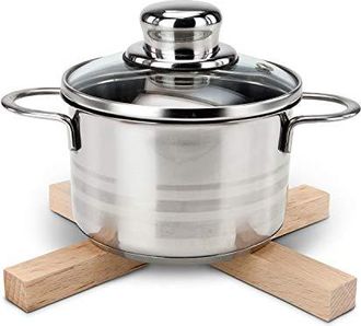 ROMINOX Geschenkartikel Topfuntersetzer // Calora - Platzsparend, praktisch und stabil, pfiffiger Topf- und Pfannenuntersetzer aus Buchenholz, modernes Design